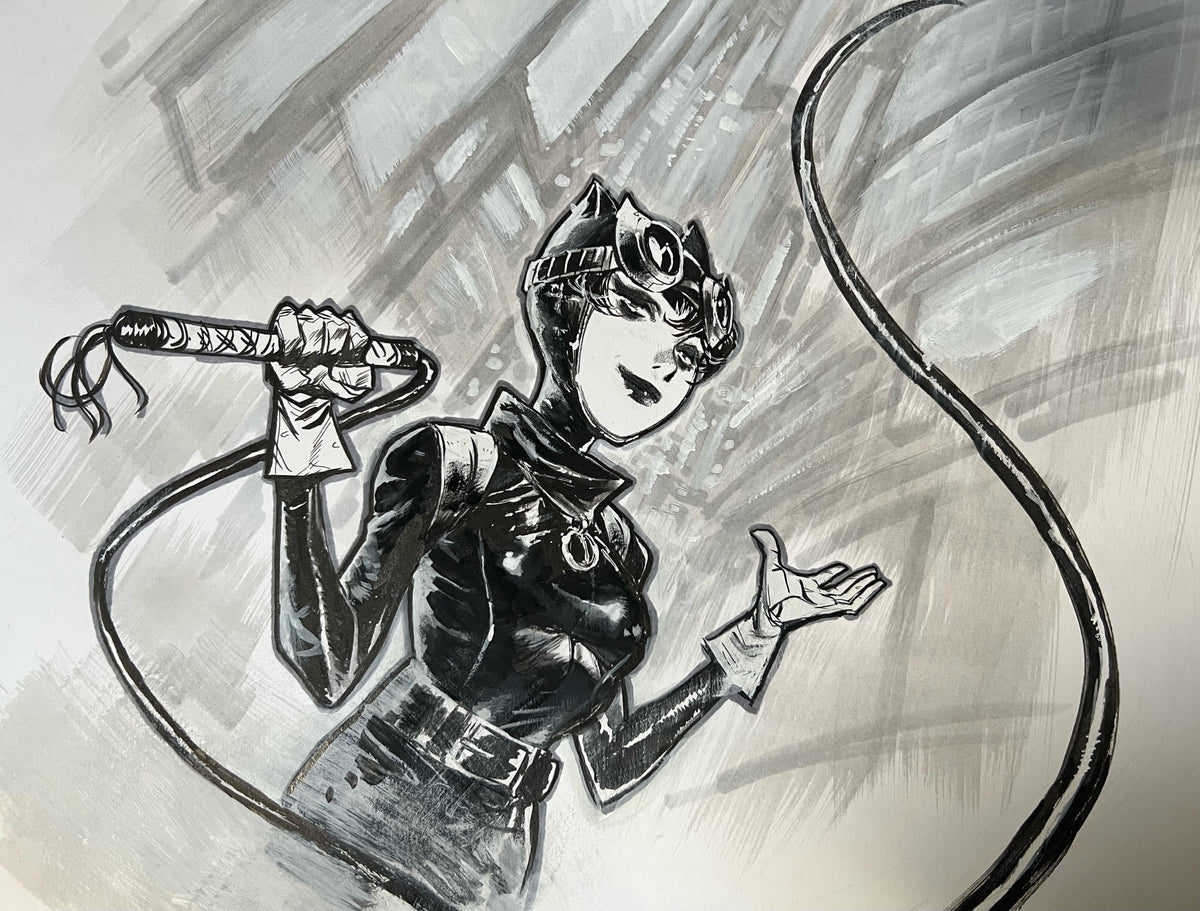 Jon Lam Original Art Catwoman Illustration – Kirby's Comic Art