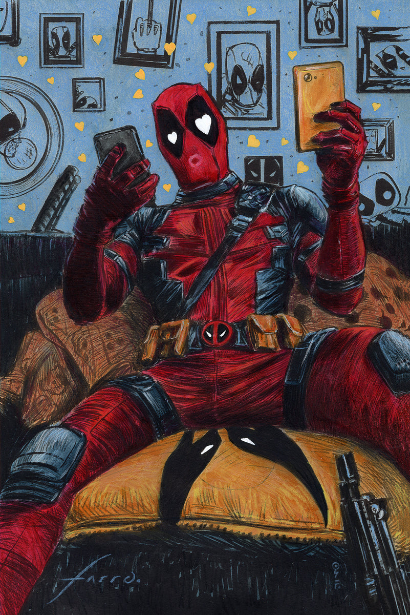 Viktor Farro Original Art Deadpool Illustration – Kirby's Comic Art