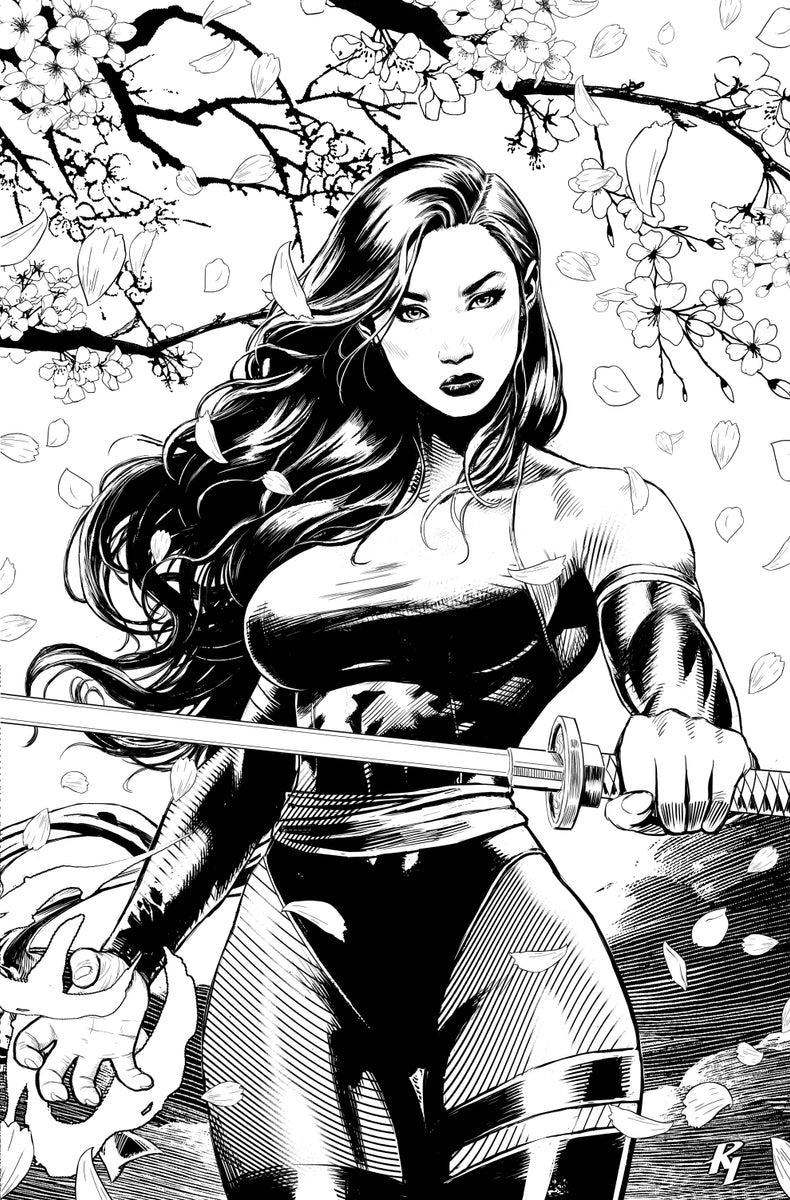 Riccardo Latina Original Art Psylocke Illustration – Kirby's Comic Art