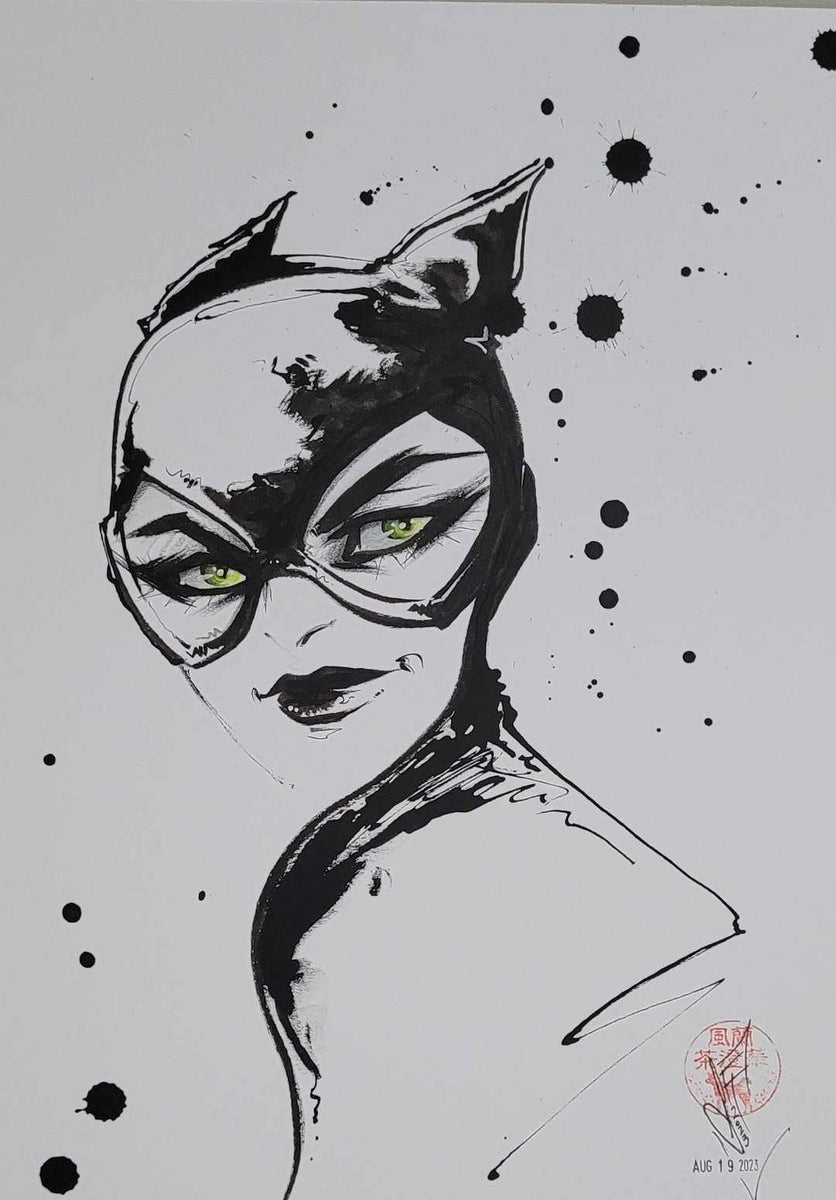 Francesca Fantini Original Art Catwoman Illustration – Kirby's Comic Art