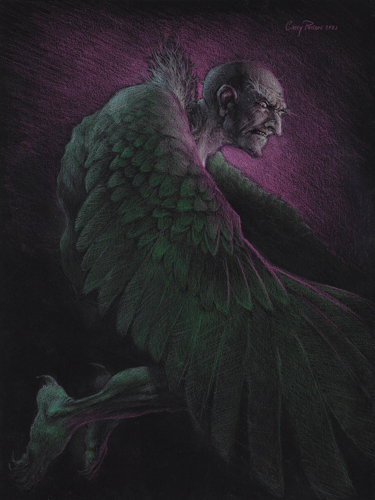 Casey Parsons Original Art Vulture Black Card Illustration – Kirby's ...