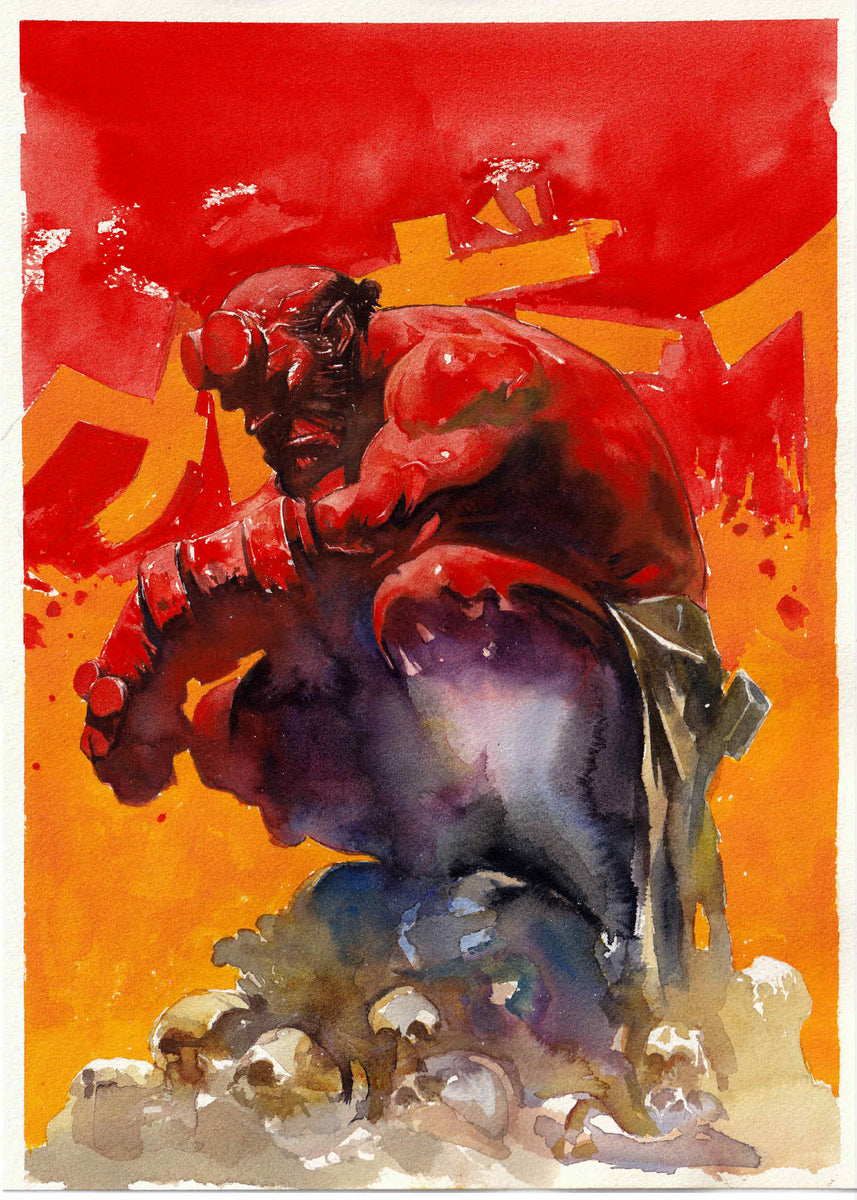 Ito Original Art Hellboy Illustration – Kirby's Comic Art