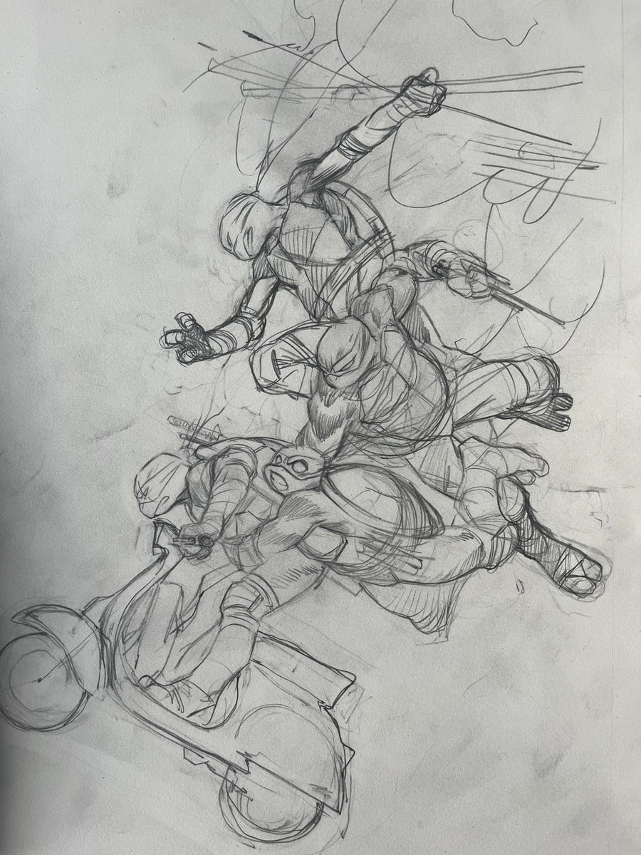 Dike Ruan Original Art TMNT Teenage Mutant Ninja Turtles #2 Pencil Con ...