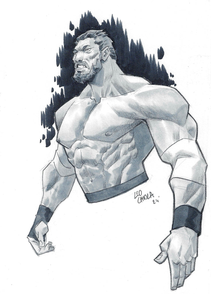 Leo Chiola Original Art Wrestler – Kirby's Comic Art