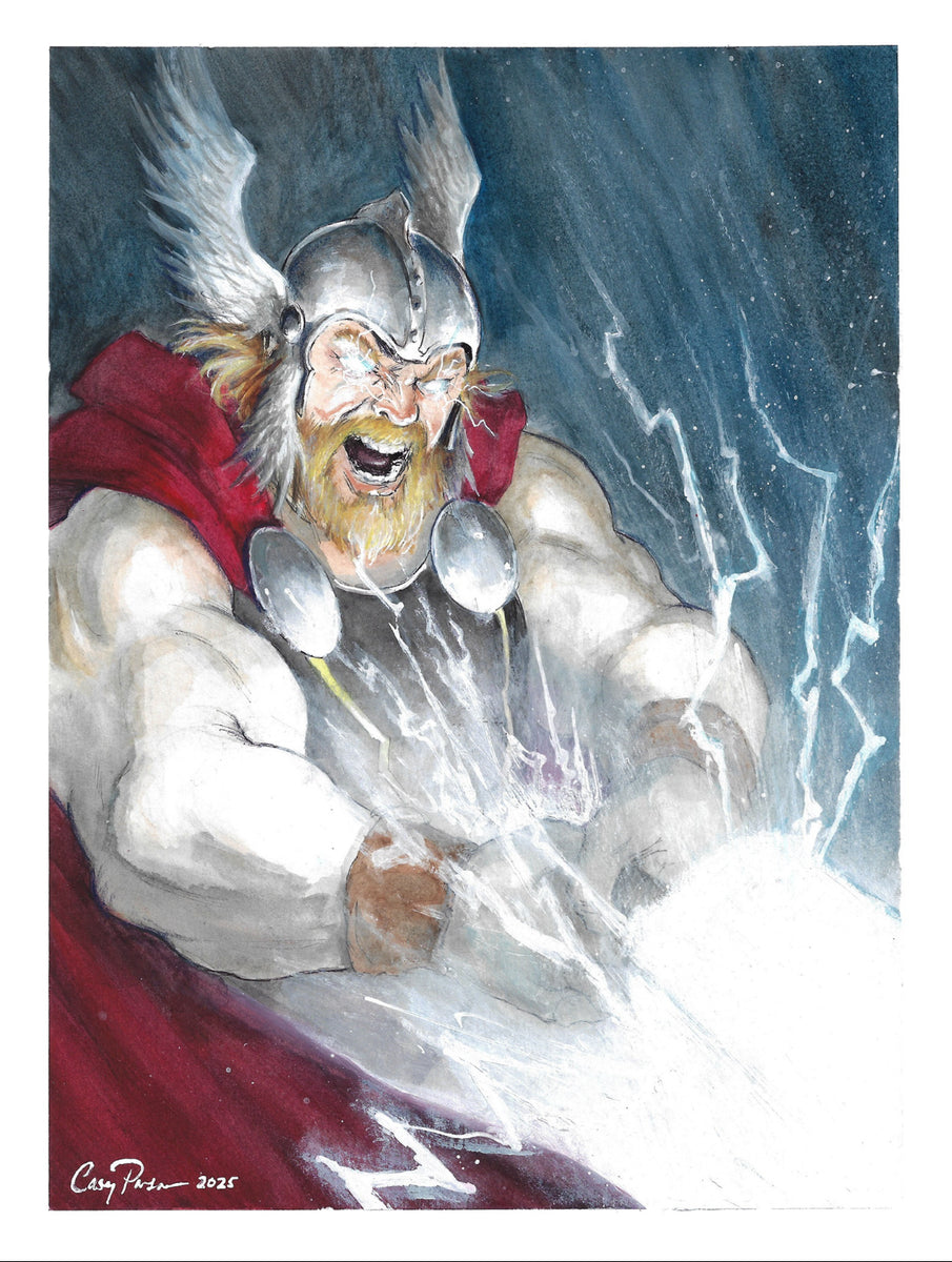 Casey Parsons Original Art Thor Illustration – Kirby's Comic Art