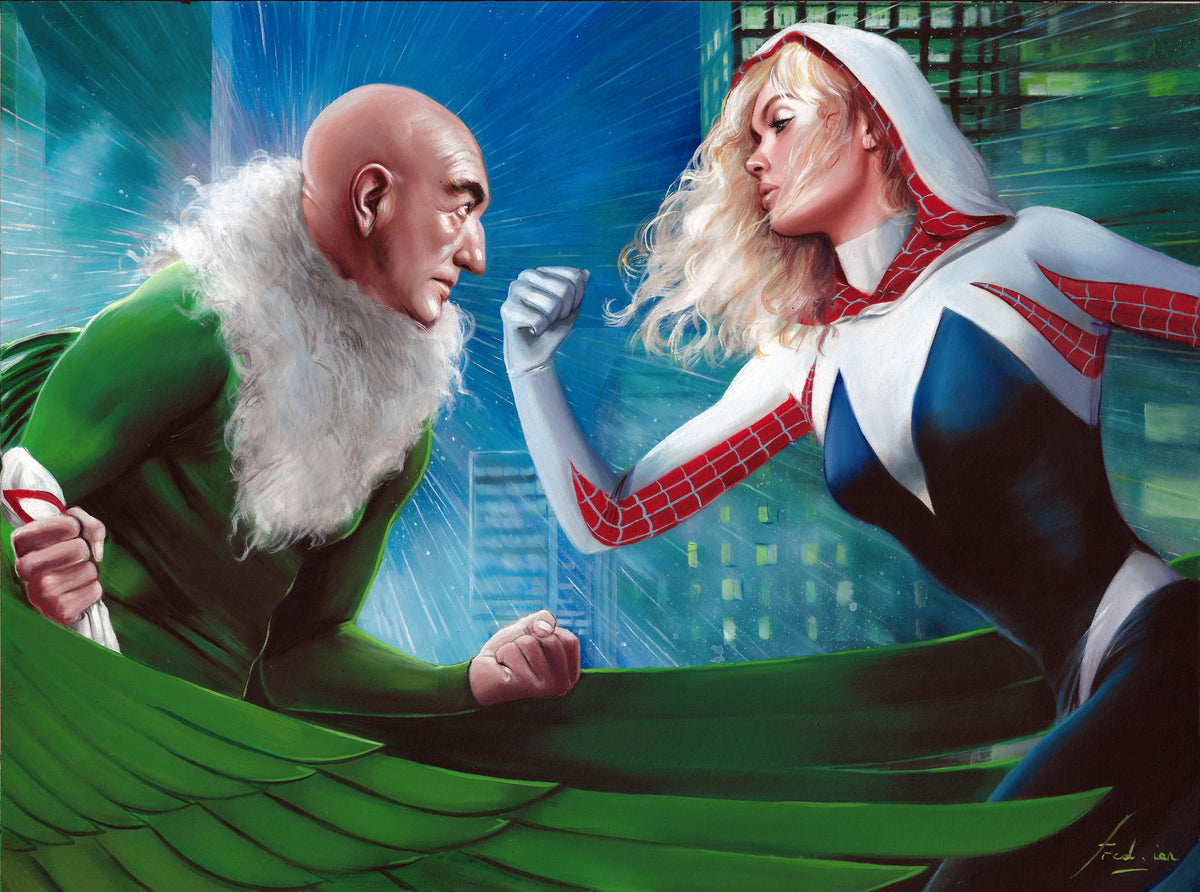 Fred Ian Original Art Ghost-Spider vs Vulture Marvel Unbound Upper Dec ...