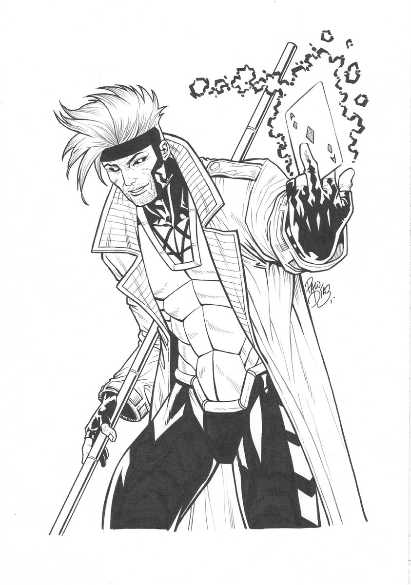 Paco Diaz Original Art Gambit Illustration – Kirby's Comic Art