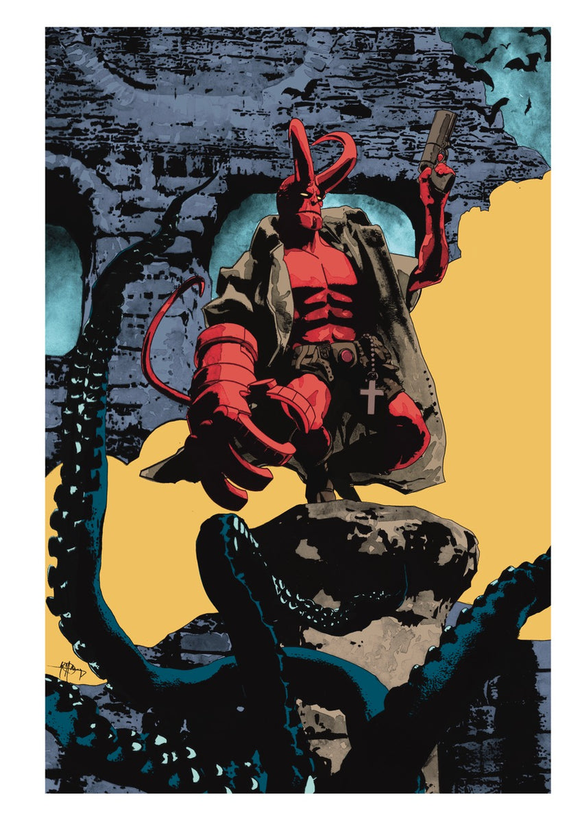 Seth Adams Original Art Hellboy Illustration – Kirby's Comic Art