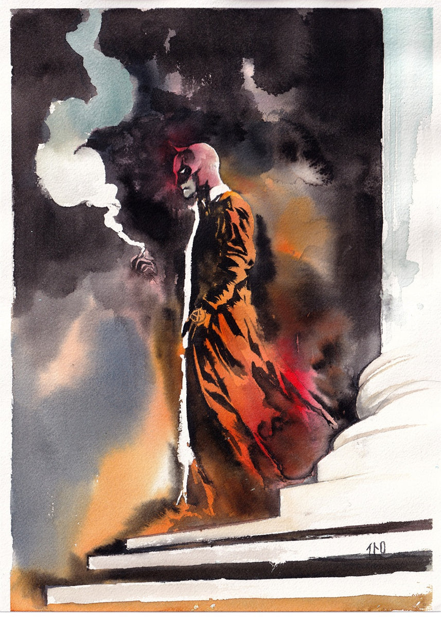 Ito Original Art Moody Daredevil Illustration – Kirby's Comic Art