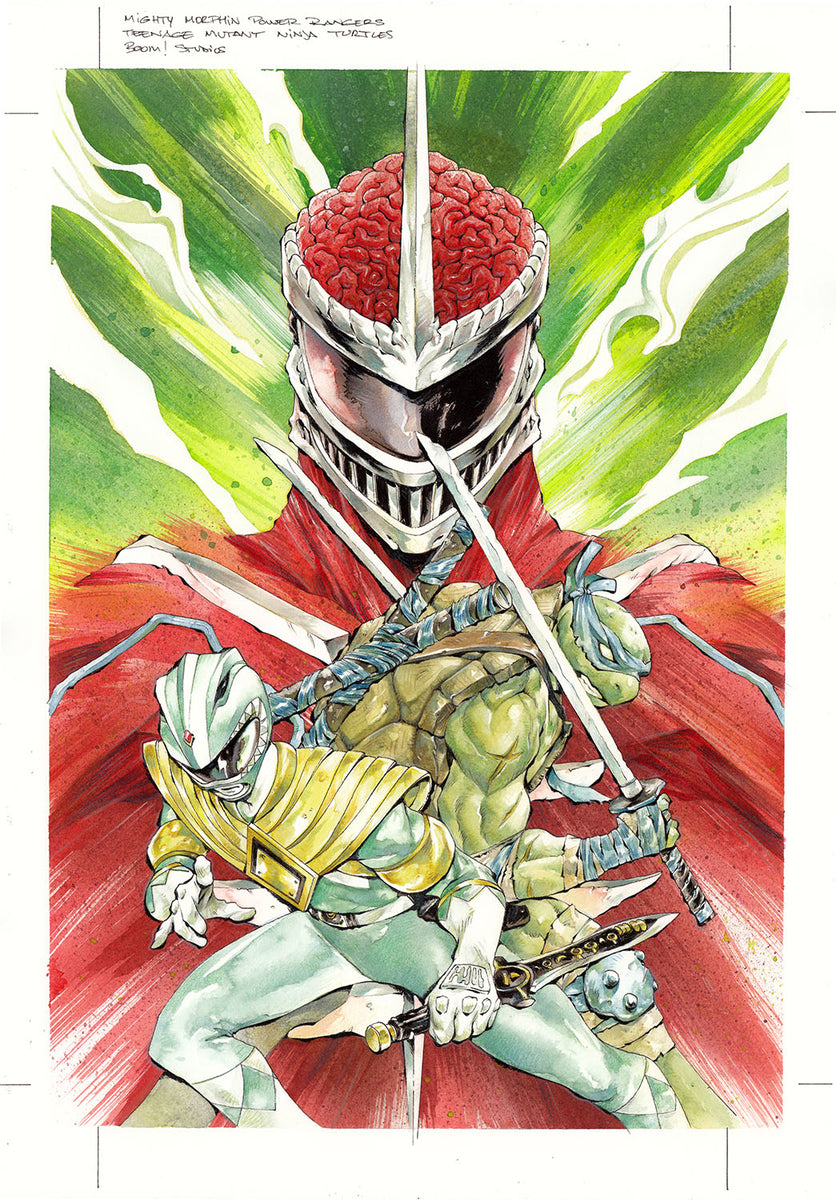 Chuma Hill Original Art MMPR x TMNT III #4 Cover – Kirby's Comic Art