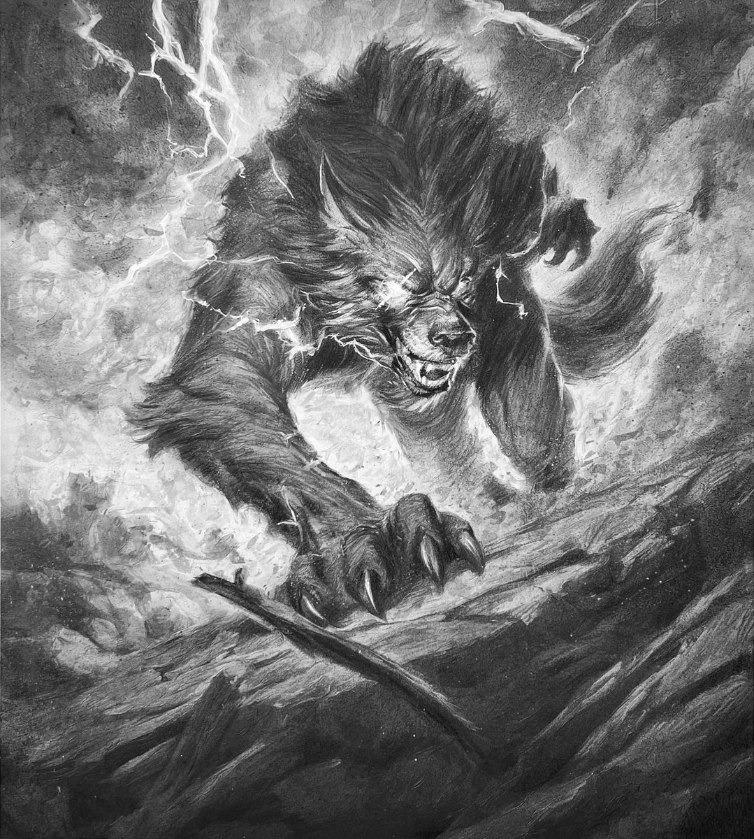 Viktor Farro Original Art Fenris Wolf Marvel SNAP Art – Kirby's Comic Art