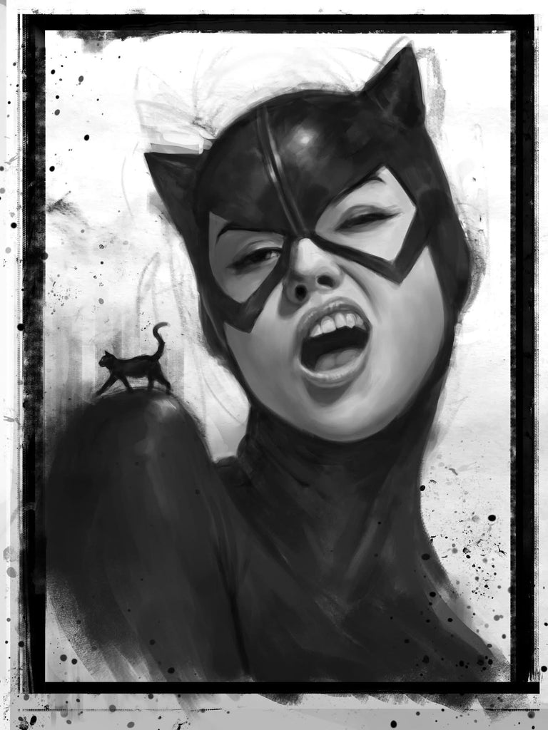 Aaron Bartling Original Art Catwoman Illustration – Kirby's Comic Art
