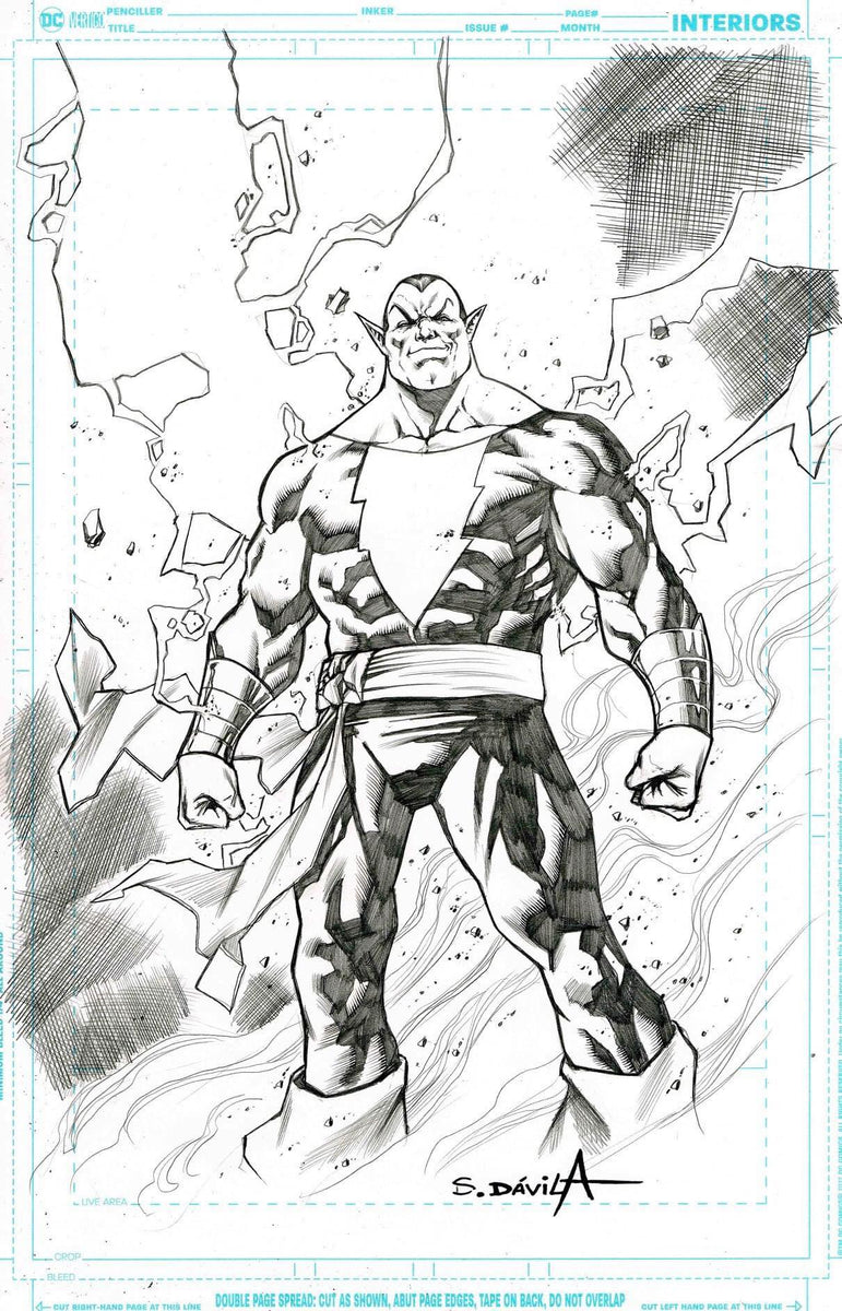 Sergio Davila Original Art Black Adam Illustration – Kirby's Comic Art