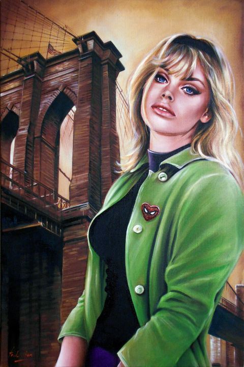 Fred Ian Original Art Gwen Oil Painting – Kirby's Comic Art